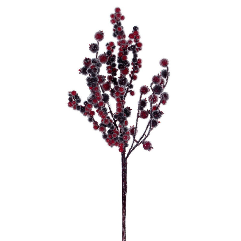 The Holiday Aisle® 14" Winter Icy Red & Burgundy Berry Pick. Each bag ...