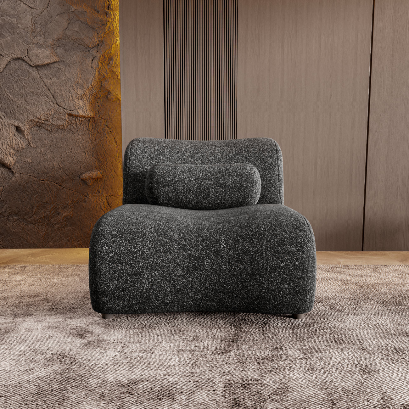 Ebern Designs Black Modular Sofa With Moveable Headrests – Modern ...