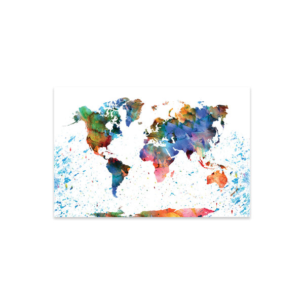 iCanvas Colourful World Map Print On Acrylic Glass - Wayfair Canada