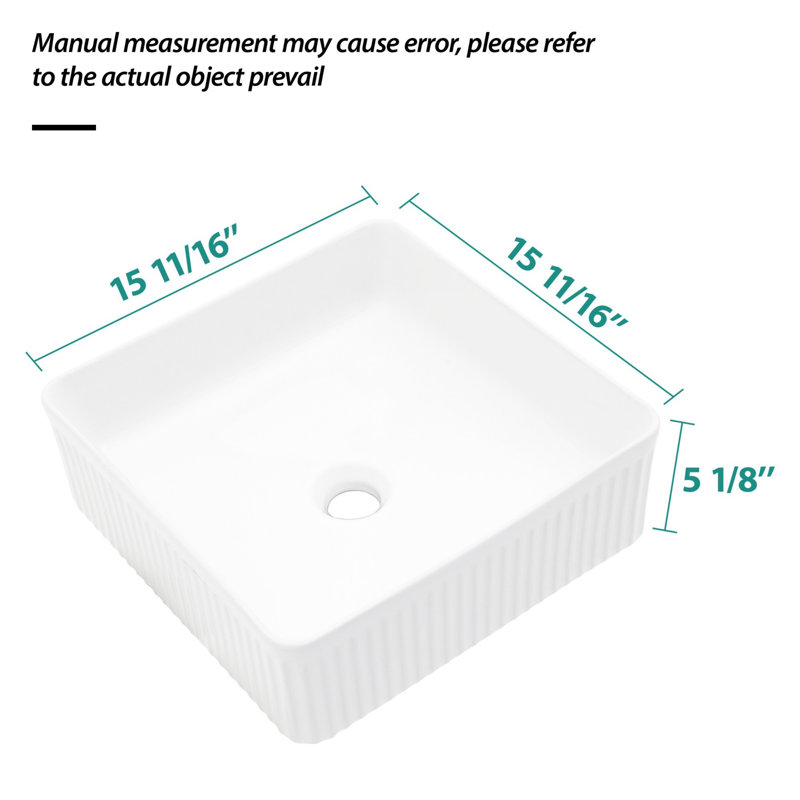 Arch Glass Designs Square Countertop Ceramic Sink | Wayfair