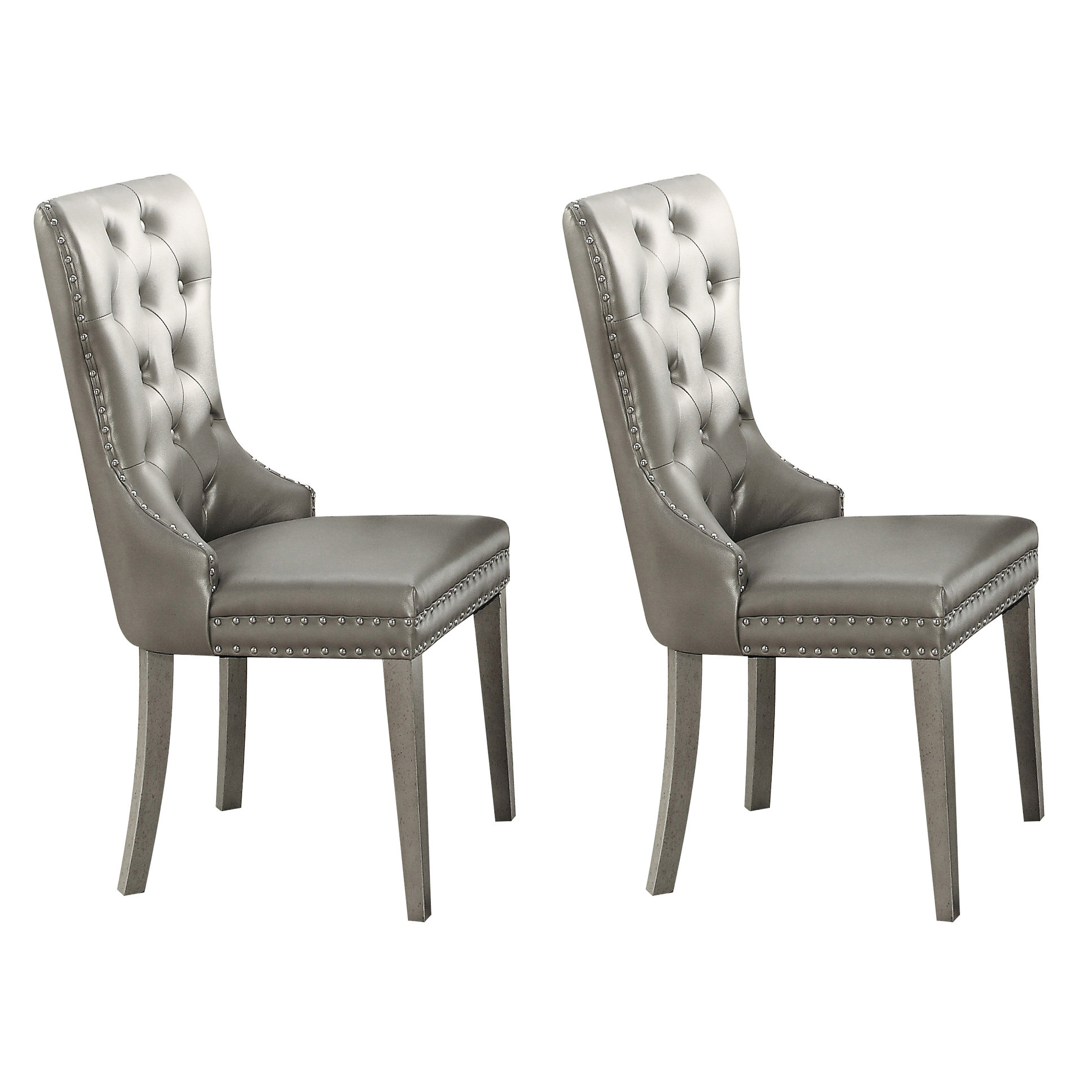 Everly Quinn Classic Wing Back Side Chairs In Champagne, Of 2 For ...