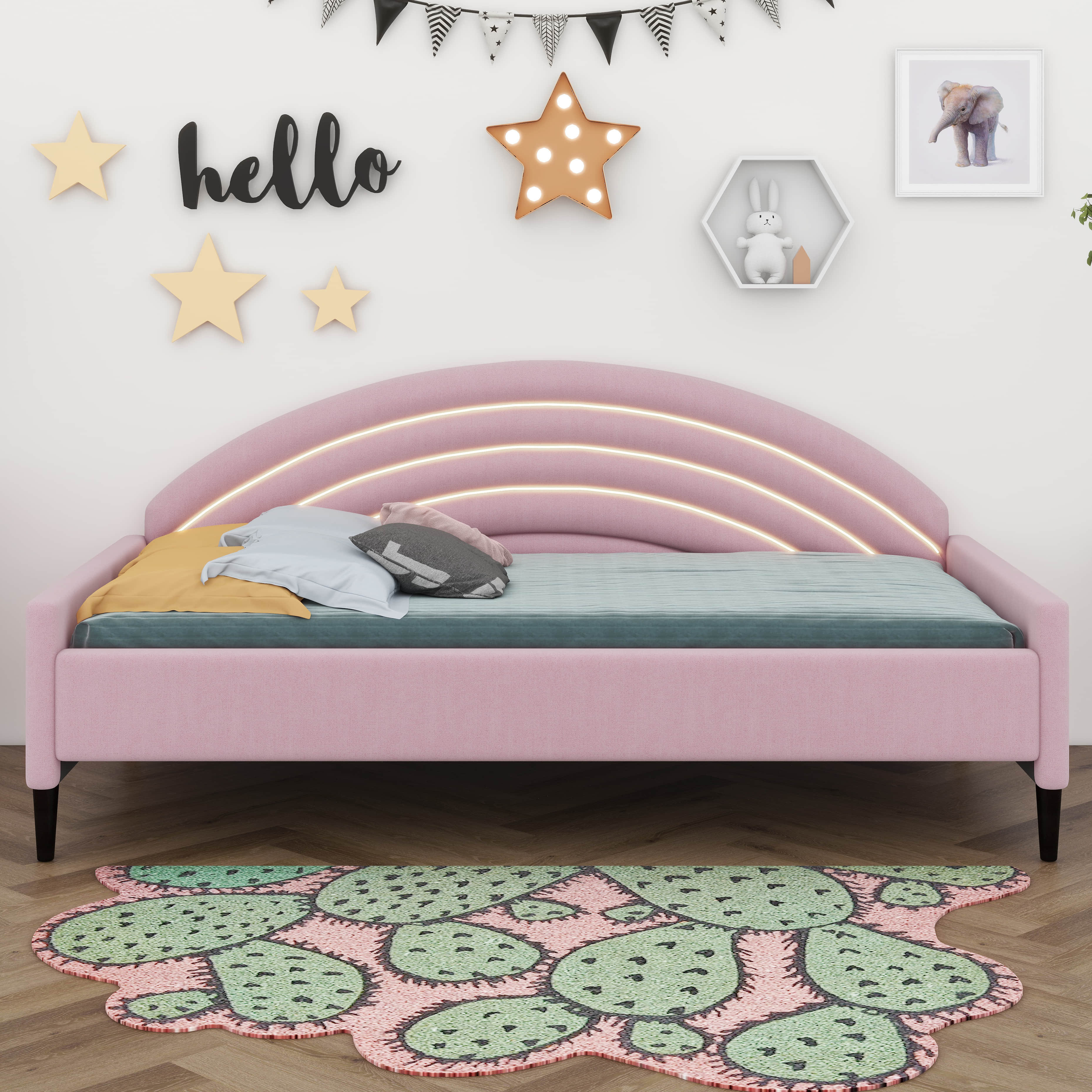 Latitude Run® Upholstered Daybed With Rainbow Shaped Backrest ...