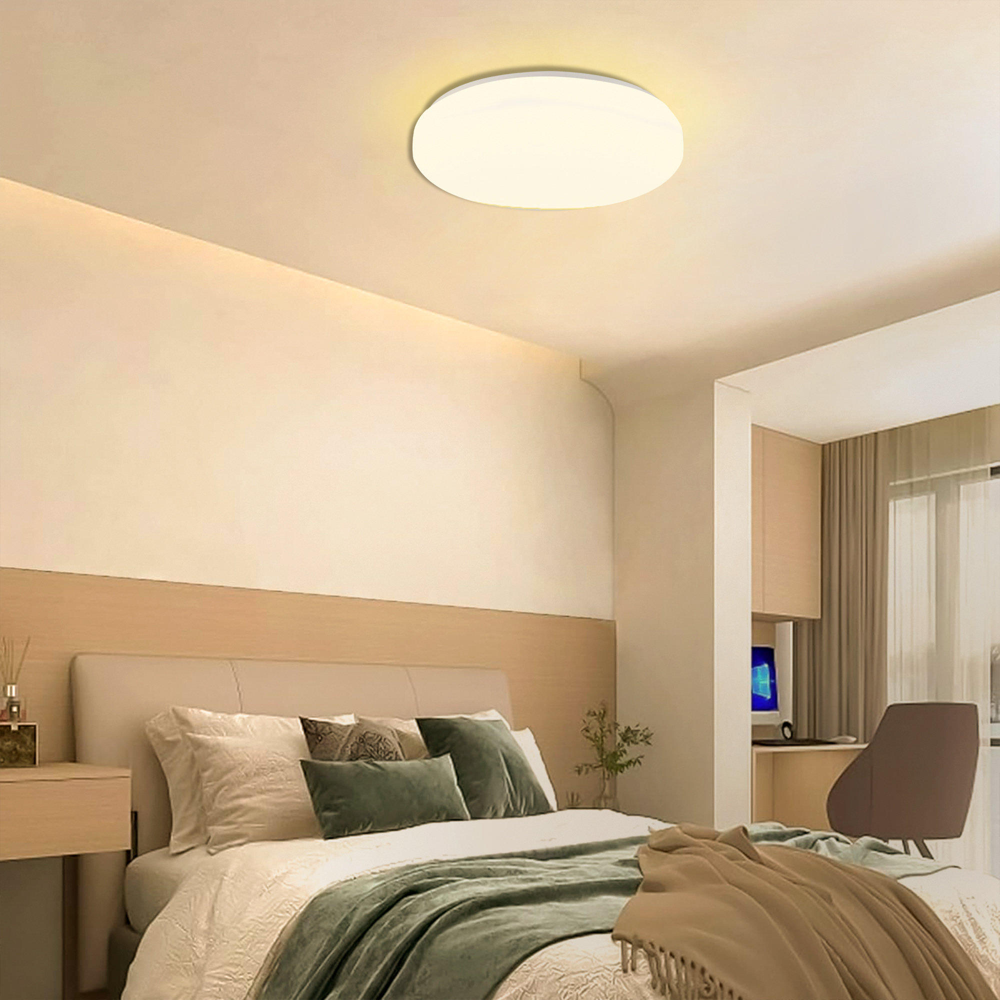 Wrought Studio™ LED Ceiling Light Fixture with Remote, 13 Inch Ceiling ...