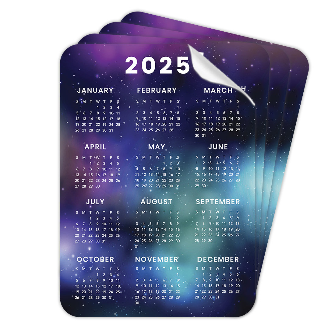 Wrought Studio Peel And Stick 2025 Galaxy Stars Monthly Calendar For ...
