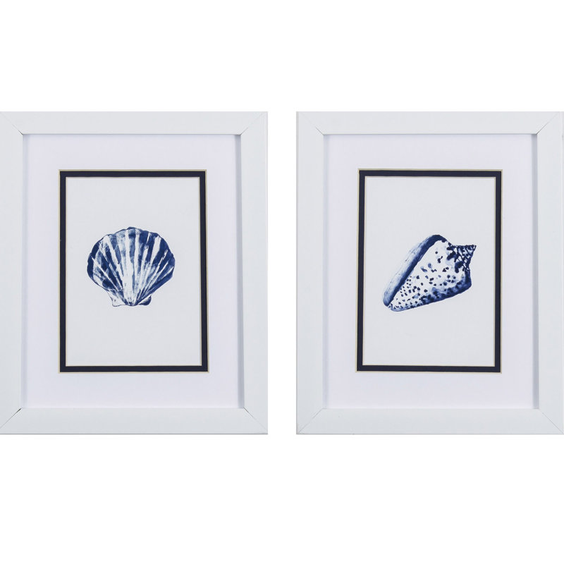 Dovecove (Set Of ) Two Blue And White Seashell Wall Art | Wayfair