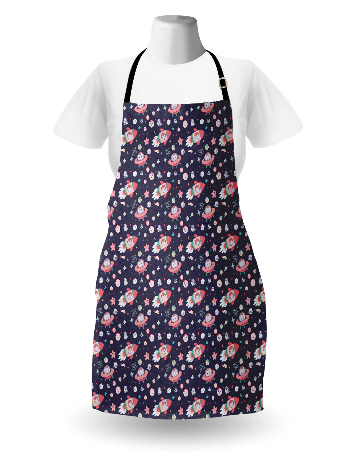 Dakota Fields Space Apron Unisex Kawaii Cat in a Rocket Stars Adult ...