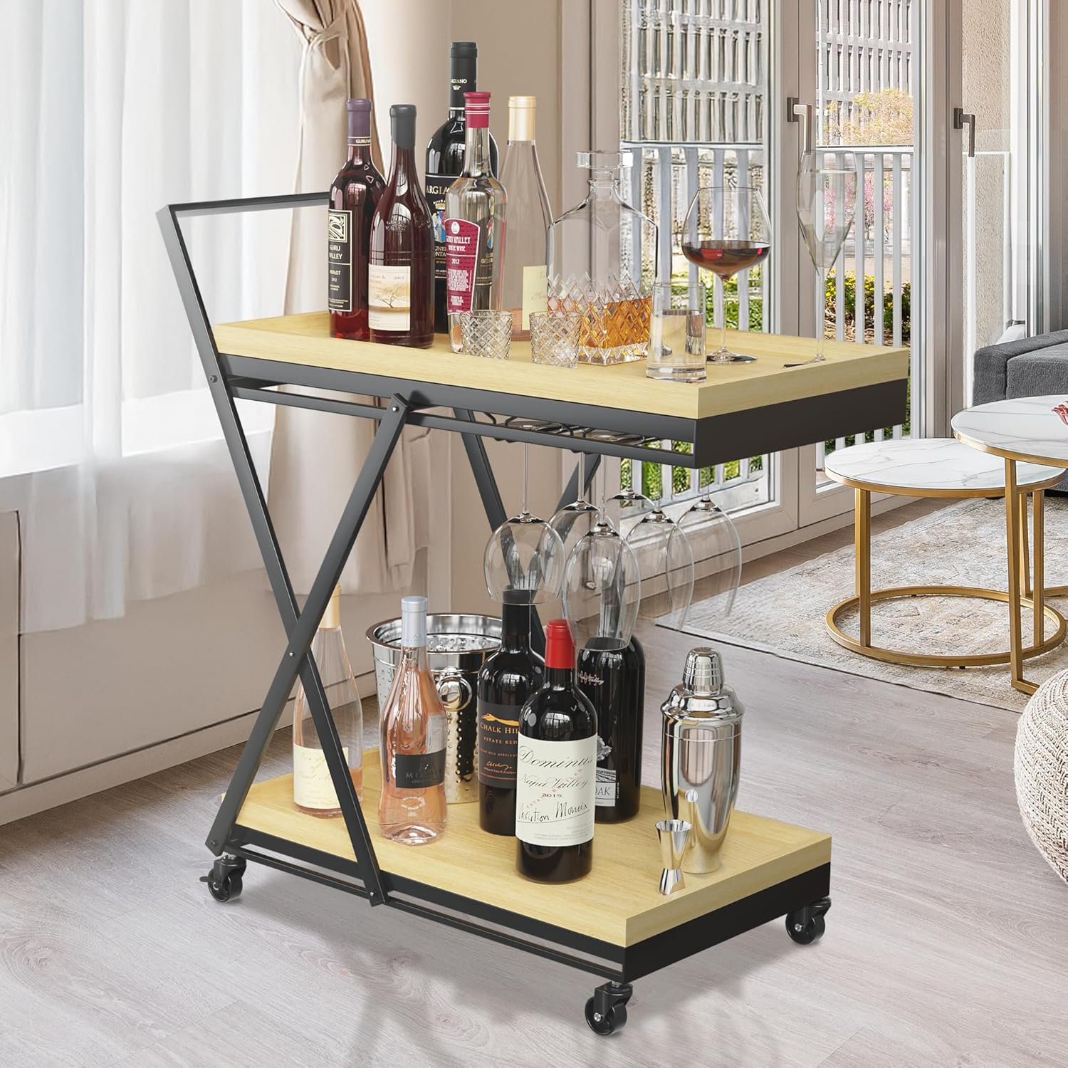 AGROTECH AVS Bar Cart for The Home with Wheels – Rolling Kitchen Coffee ...