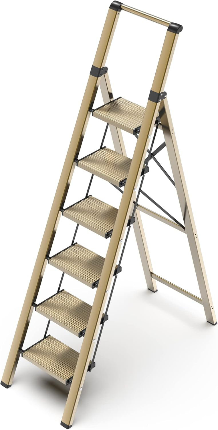 Latitude Run® 6 Step Ladder, Lightweight Folding ladders with Wide ...