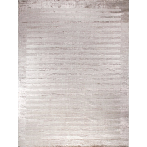 Exquisite Rugs Wide Stripe Striped Hand-Loomed Viscose Beige Area Rug ...