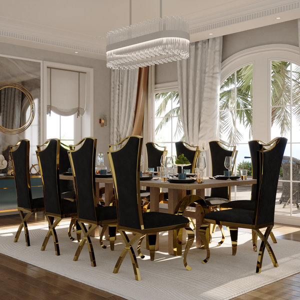 Rosdorf Park Gorgeous King Chairs Throne Black Velvet Dining Room Chair ...