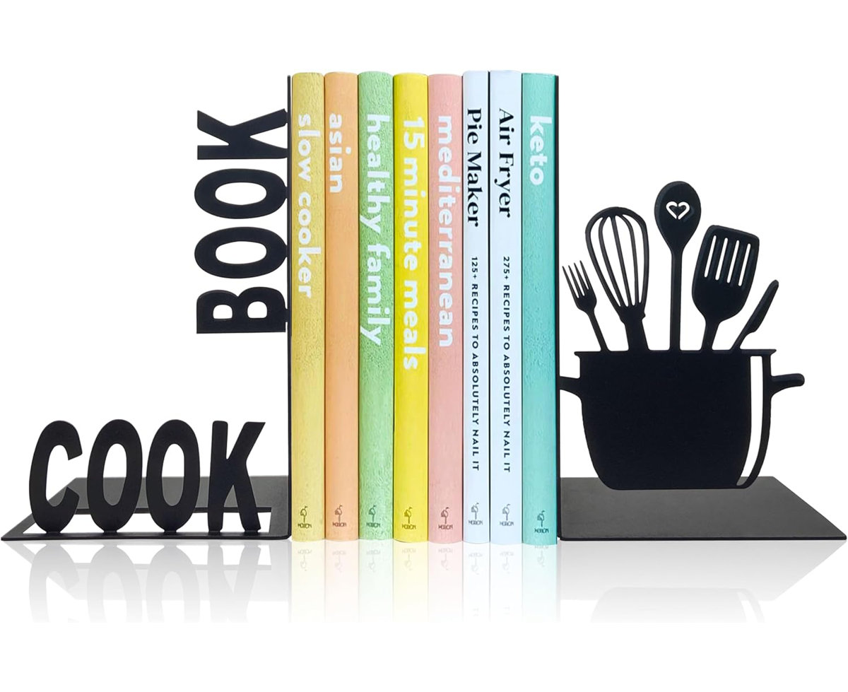 Red Barrel Studio® Decorative Kitchen Book Ends, Unique Metal Cookbook ...