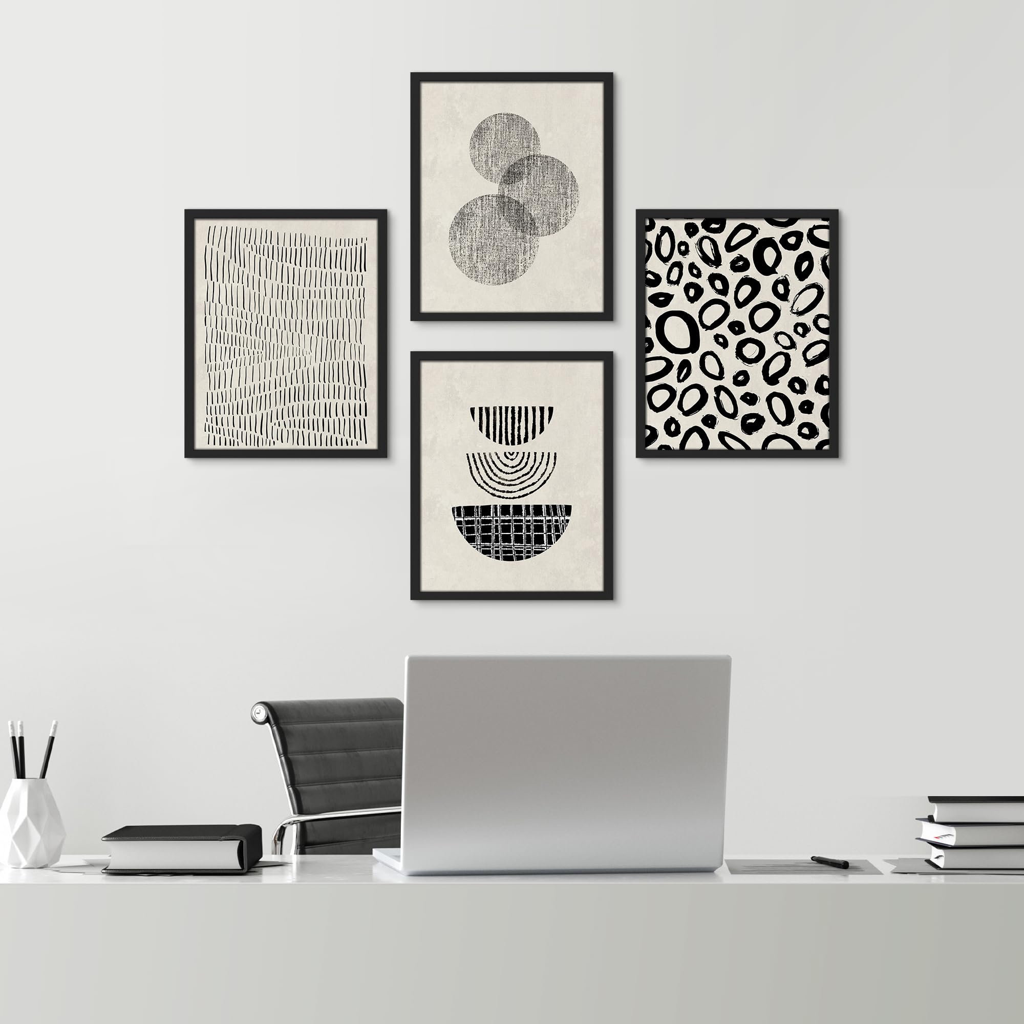 SIGNLEADER Mid-Century Duotone Pastel Polygon Patterns - 4 Piece Single ...