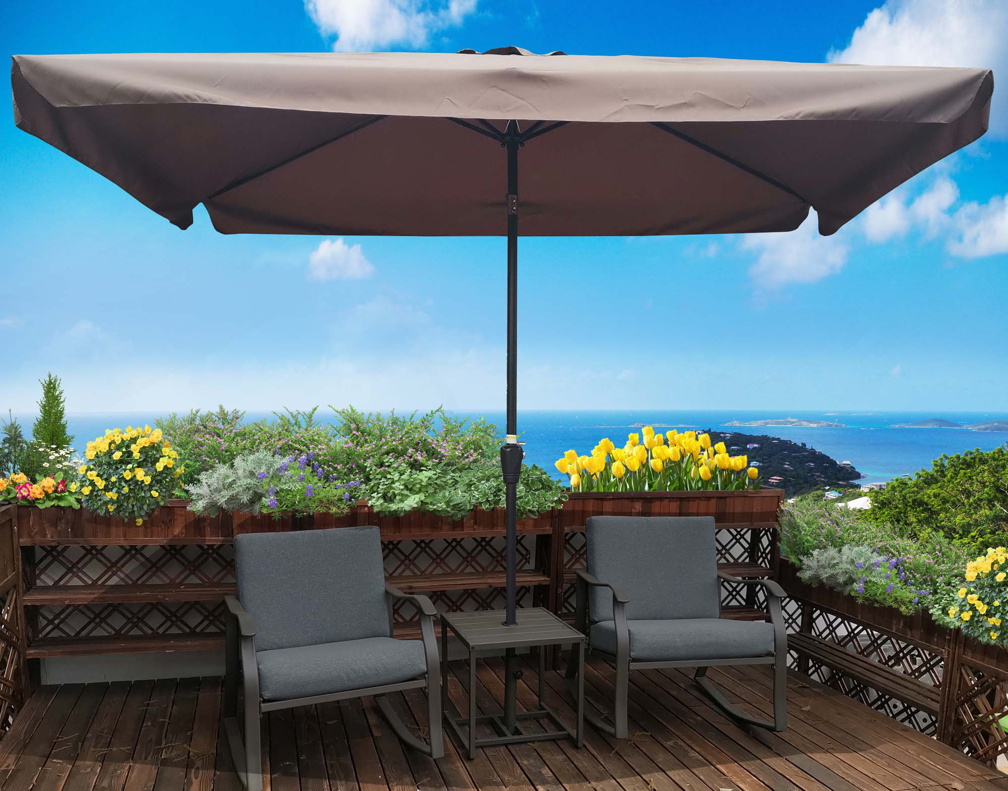 Arlmont & Co. 10 X 6.5Ft Rectangular Patio Umbrella Outdoor Market ...