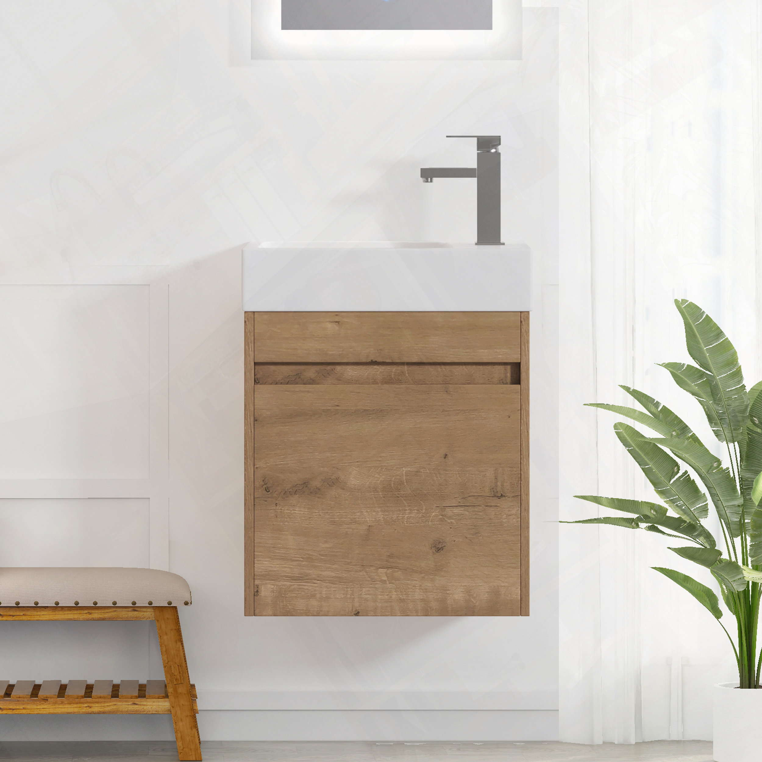 Wrought Studio™ Floating Wall-Mounted Bathroom Vanity Resin Sink Soft ...