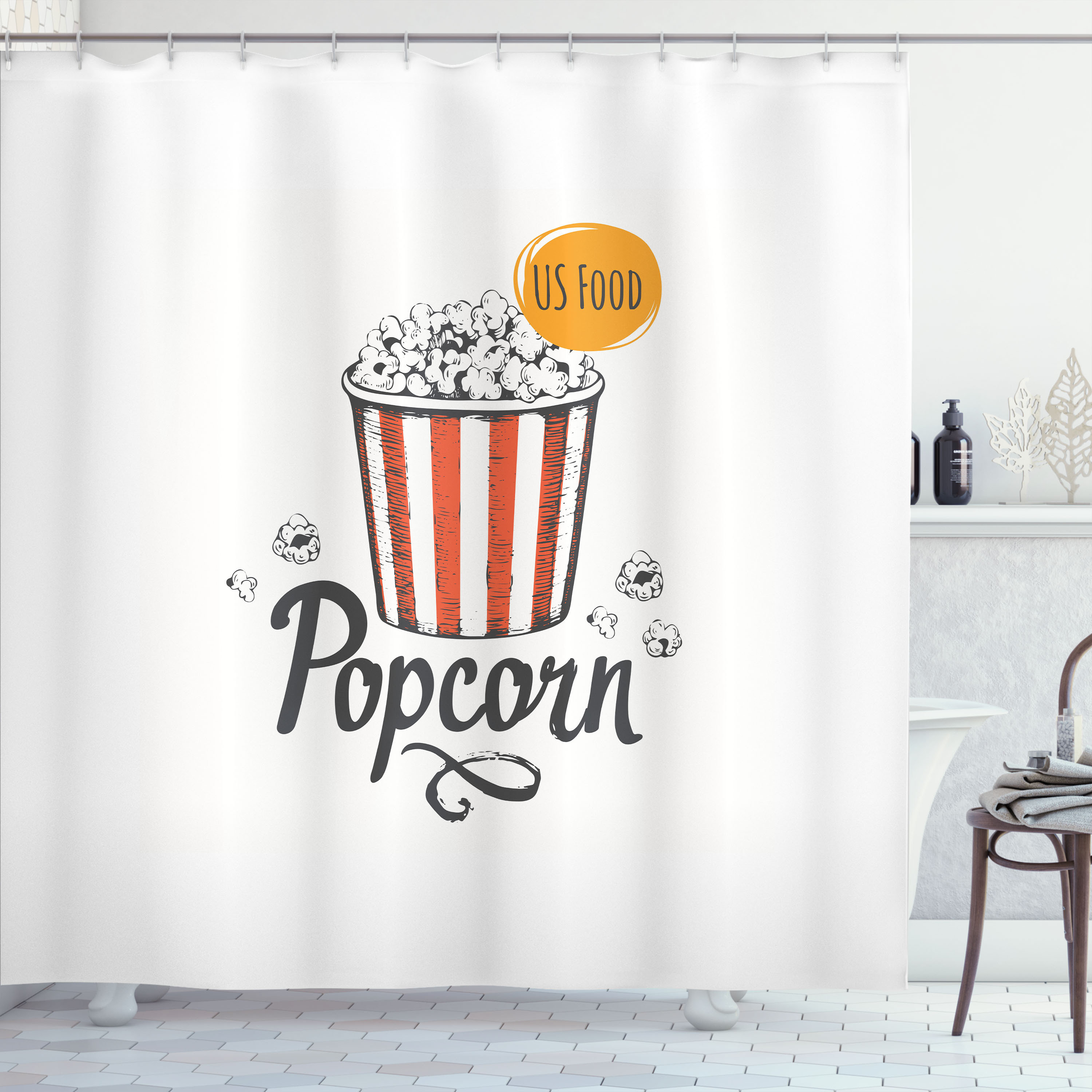 George Oliver Movie Theater Shower Curtain Sketch Popcorn | Wayfair