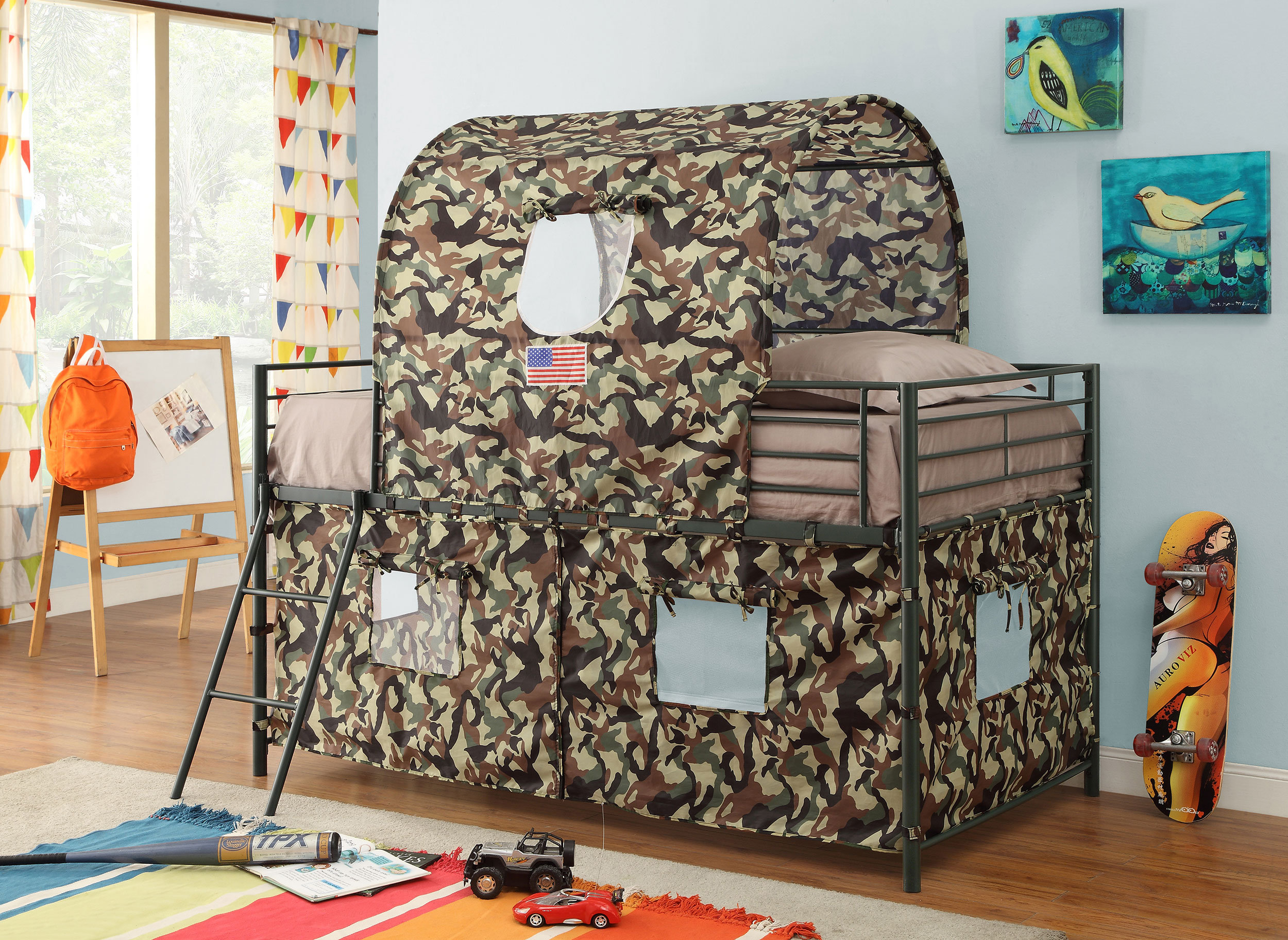 Redwood Rover Camouflage Twin Tent Loft Bed Army Green | Wayfair