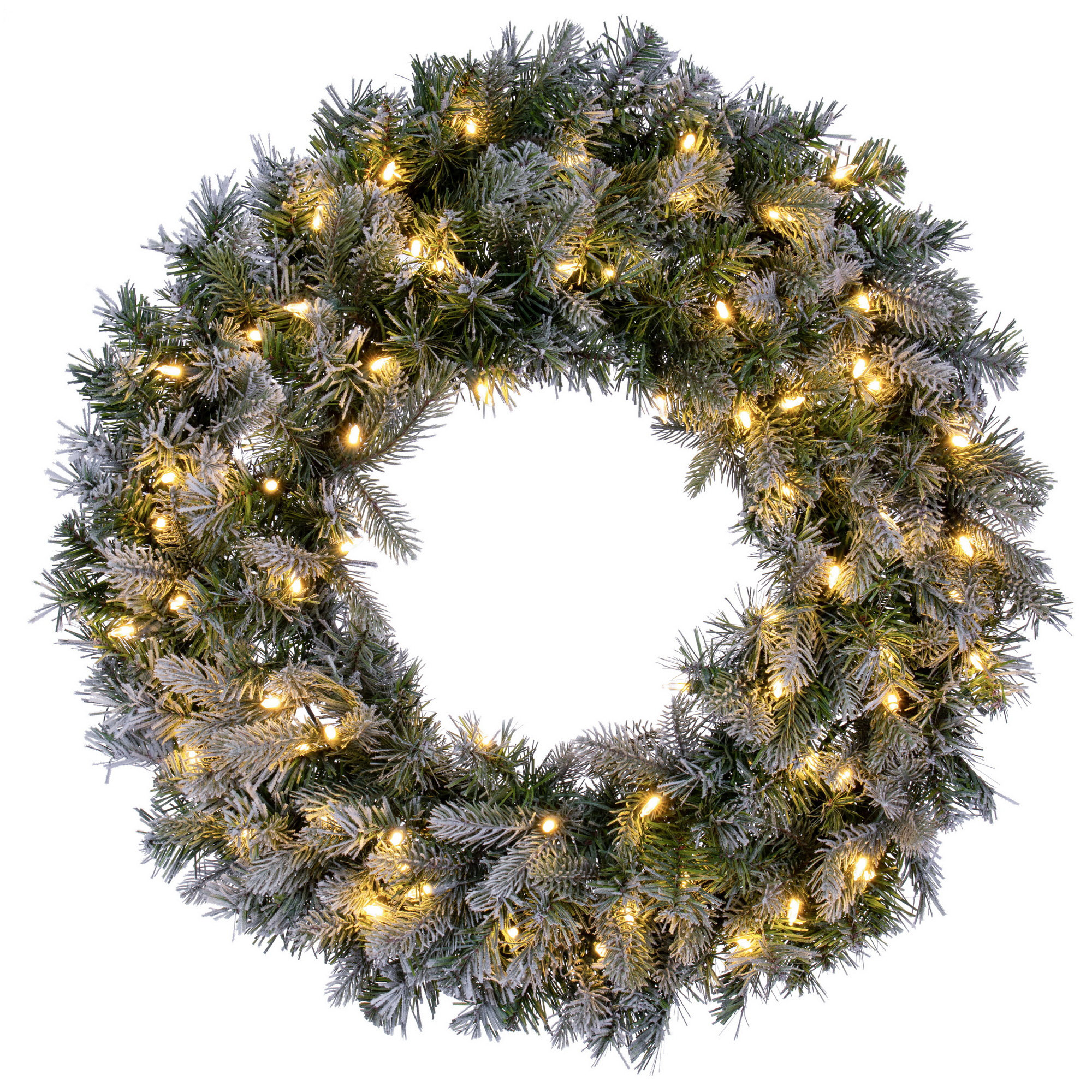 Primrue 30" Frosted Douglas Fir Pre-Lit Lighted PVC Wreath | Wayfair