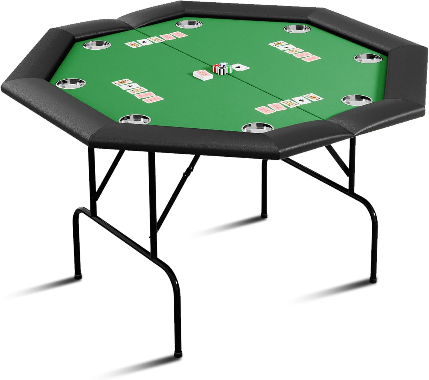 Latitude Run® Poker Table W/Metal Legs, Octagon Poker Table 8 Stainless ...