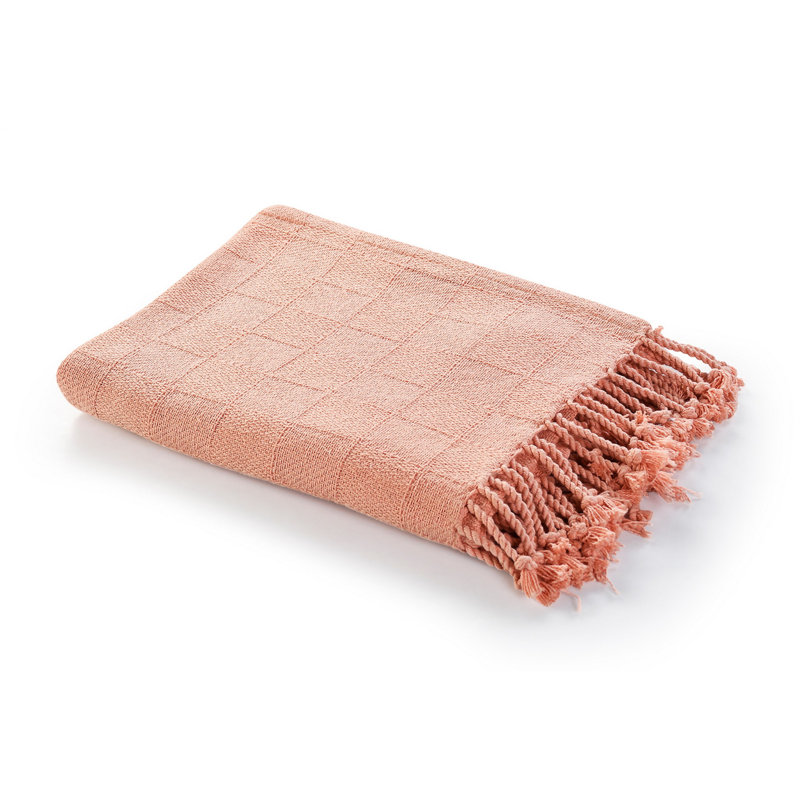 HomeRoots Pink Woven Cotton Solid Color Throw | Wayfair
