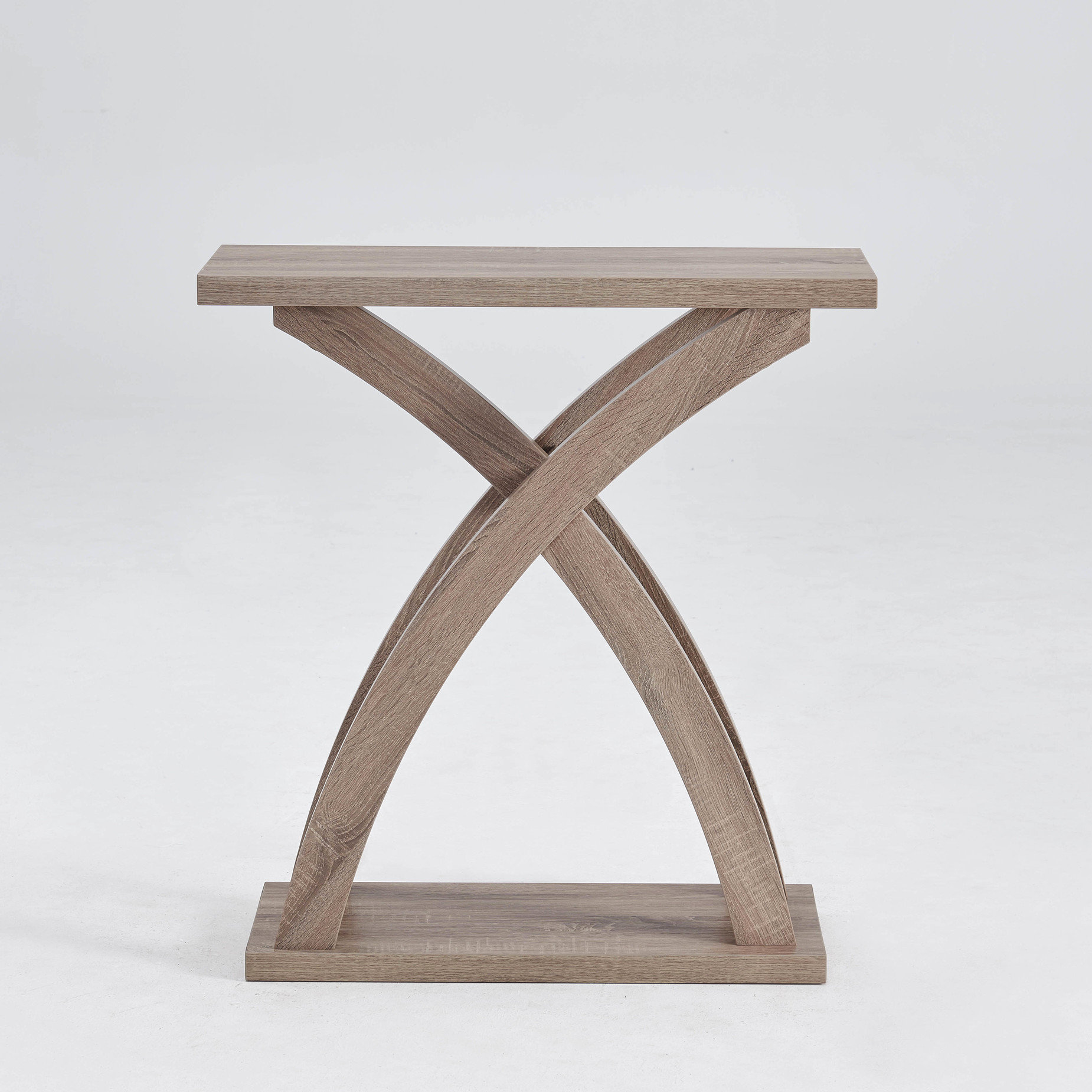 Ebern Designs Taupe Console Table For Entryway With Robust Base Dark Strong Wooden Legs | Wayfair