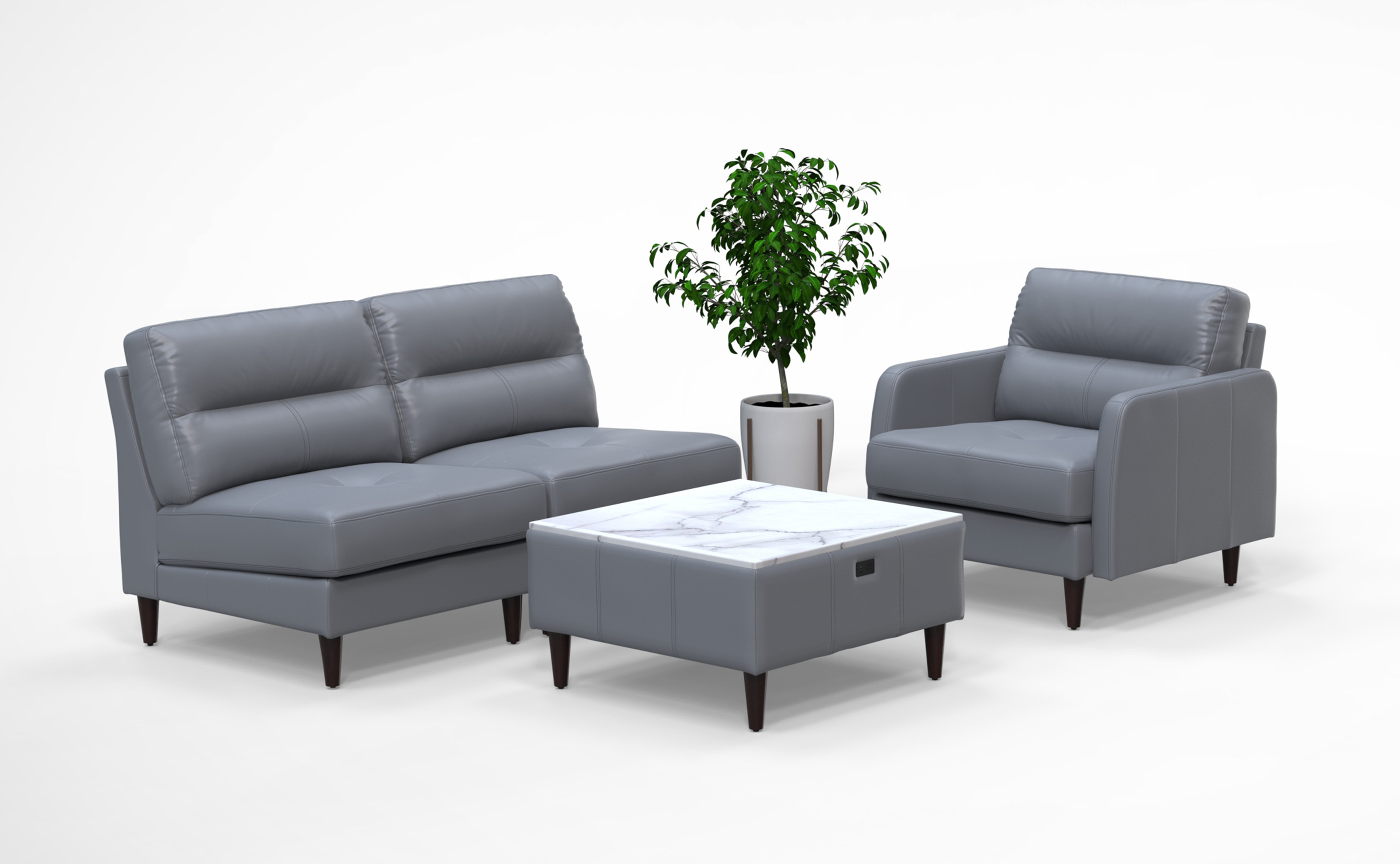 Reunion 3 Person Waiting Room Reception Chairs Set 100% Genuine Leather ...