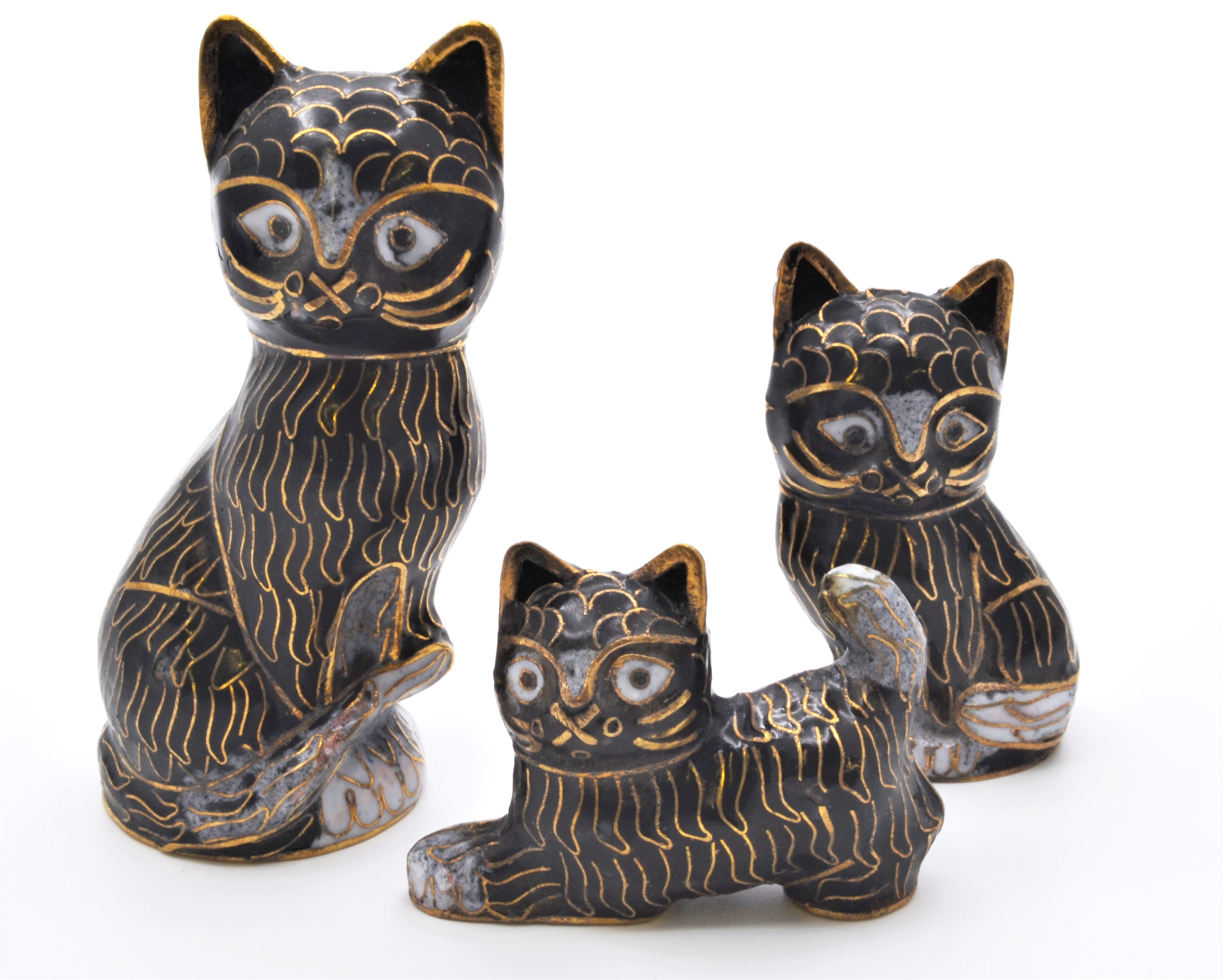 World Menagerie 3 Piece Pollyanna Cloisonne Cat Figurine Set | Wayfair