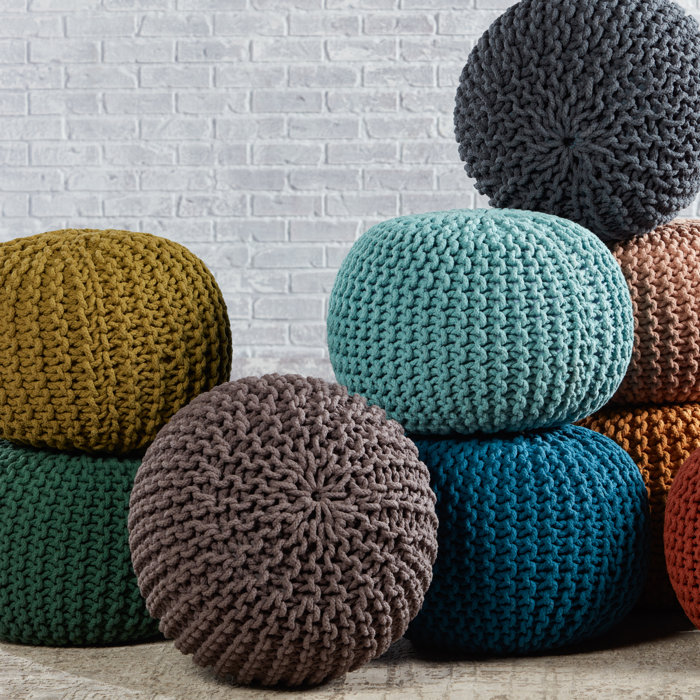 Highland Dunes Anely 20" Wide Round Pouf Ottoman & Reviews | Wayfair