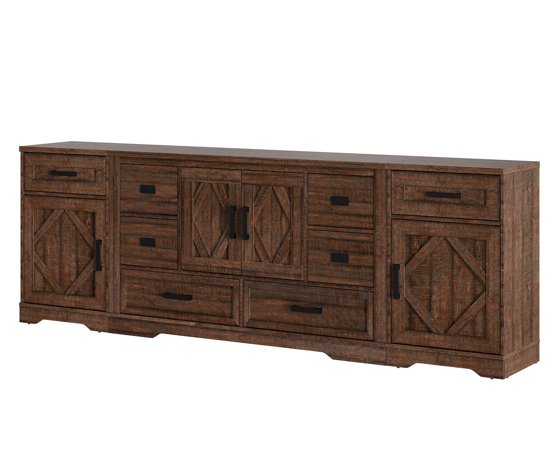 Winston Porter Glenford Farmhouse 93.3"W Rustic Storage Cabinet Combo ...