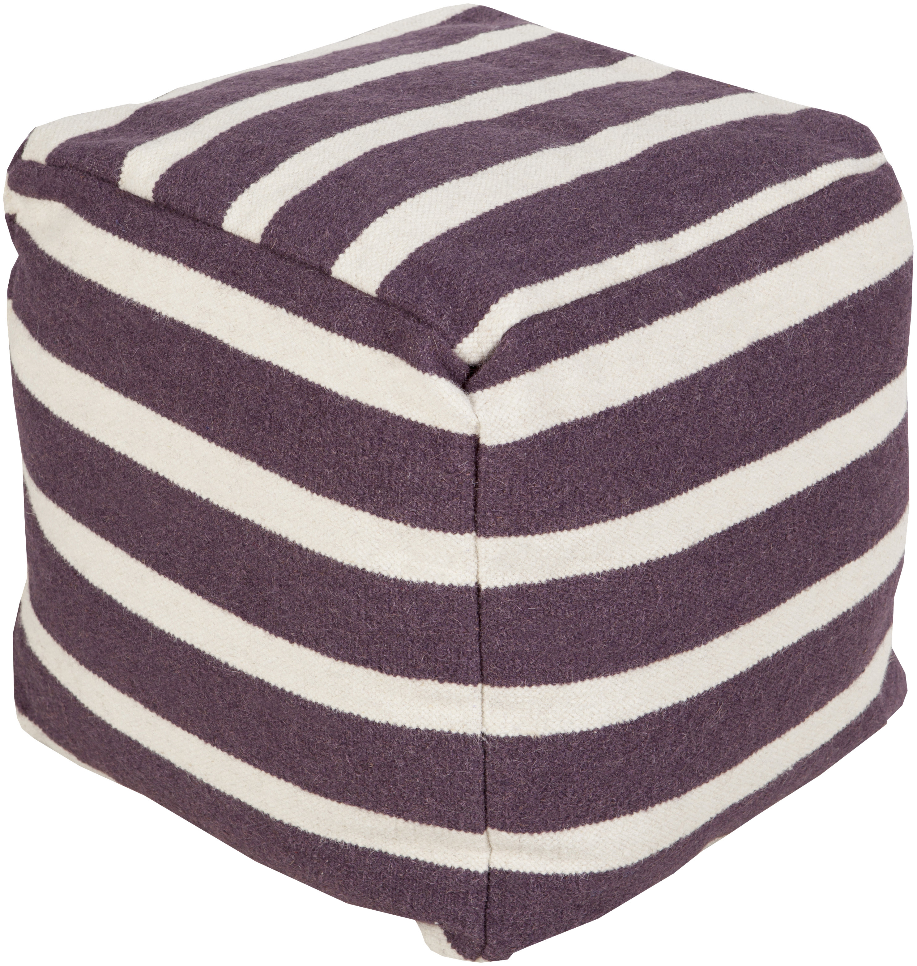 Longshore Tides Mccormick 18" Wide Square Striped Pouf Ottoman ...