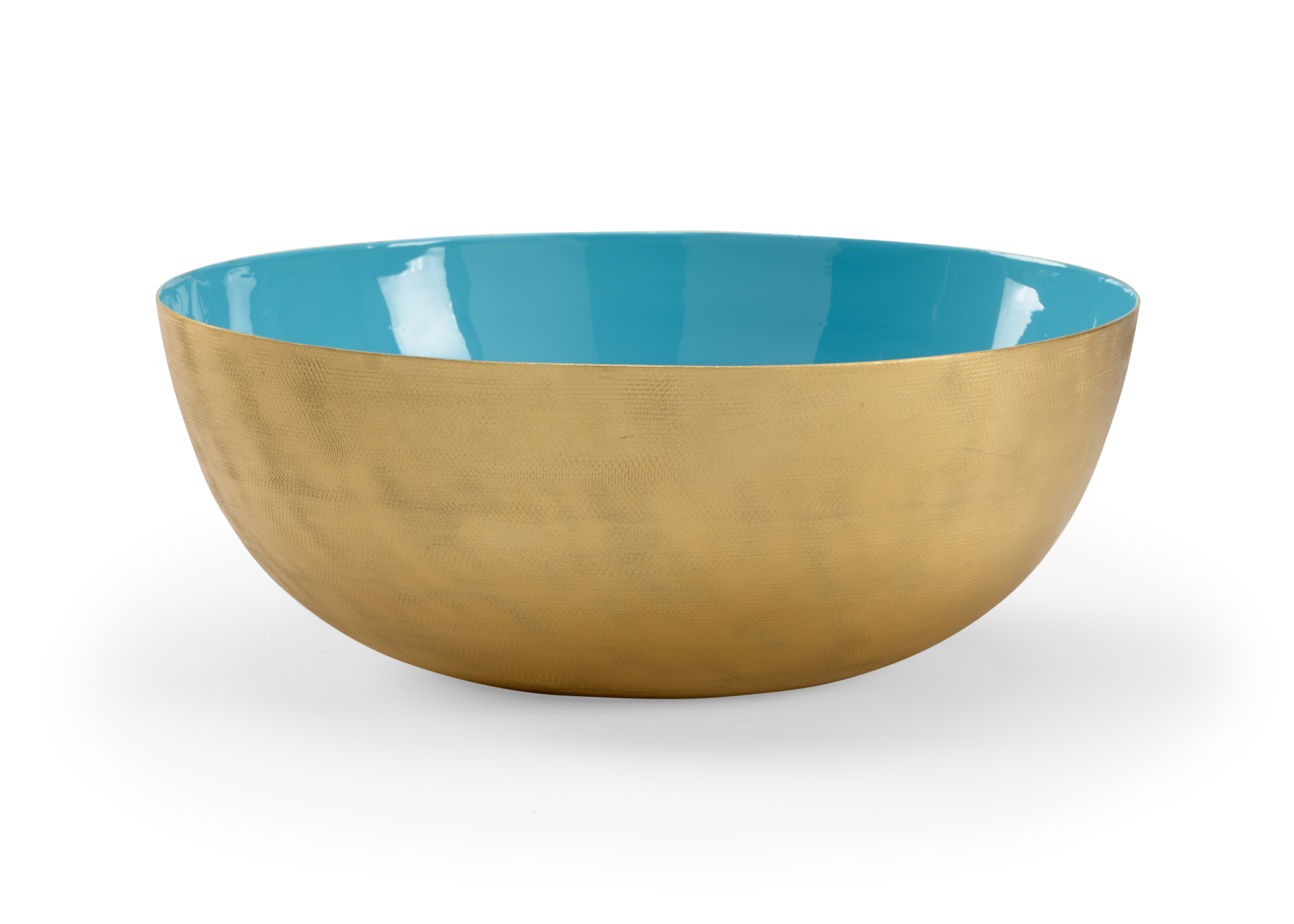 Wildwood Coastal Metal Decorative Bowl in Gold/Aqua | Wayfair