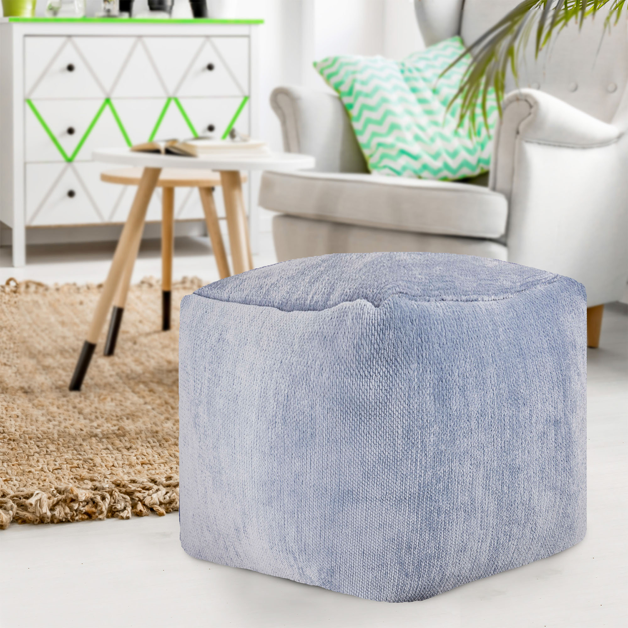 Kelly Clarkson Home Ines Turkish Chenille Upholstered Ottoman Pouf ...