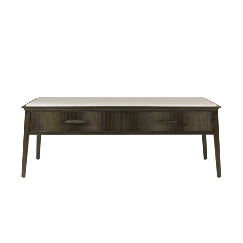 Theodore Alexander Lido Genuine Marble 4 Legs Coffee Table with Storage ...