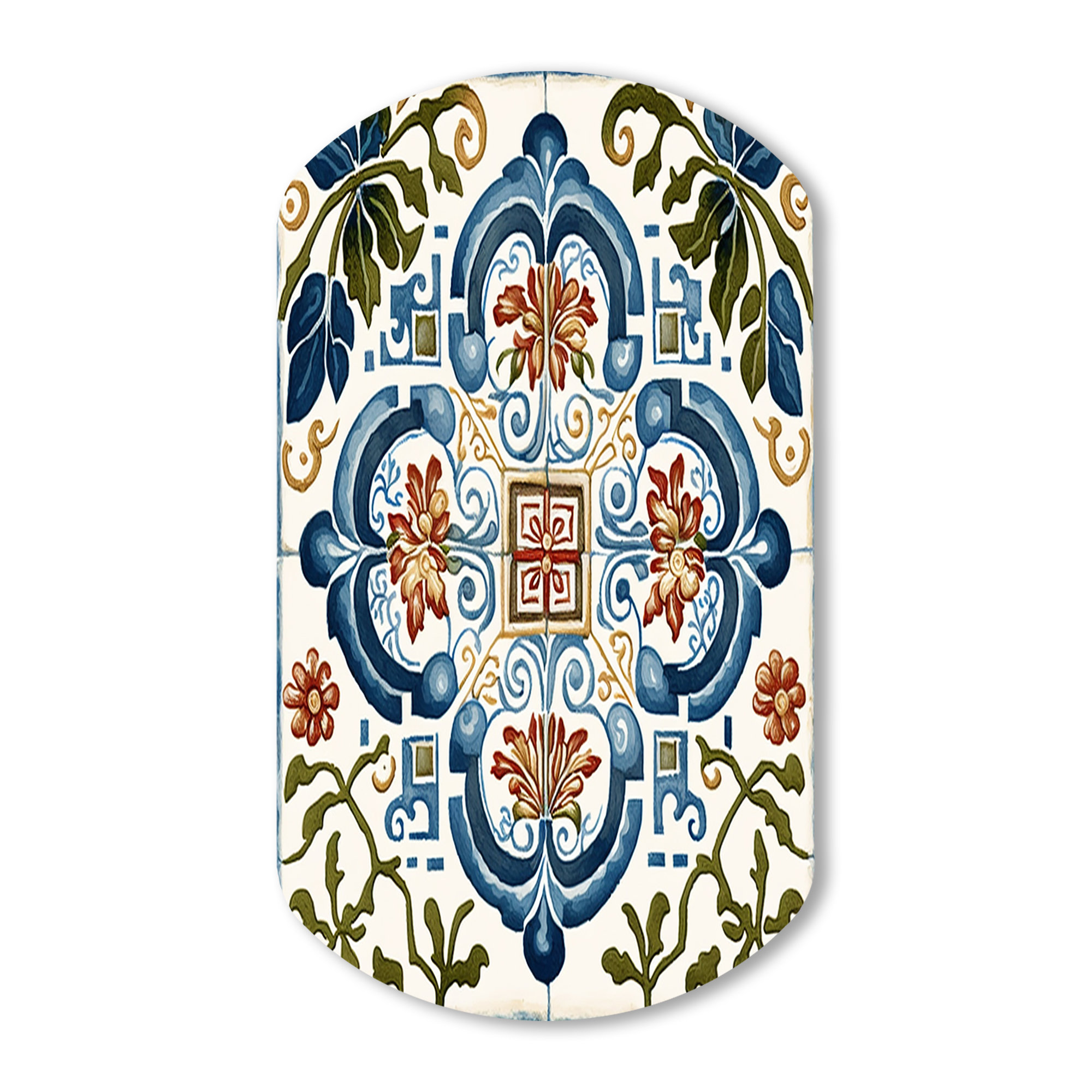 Design Art Mediterranean Tiles In Retro Blue I - Abstract Tile Cylinder ...