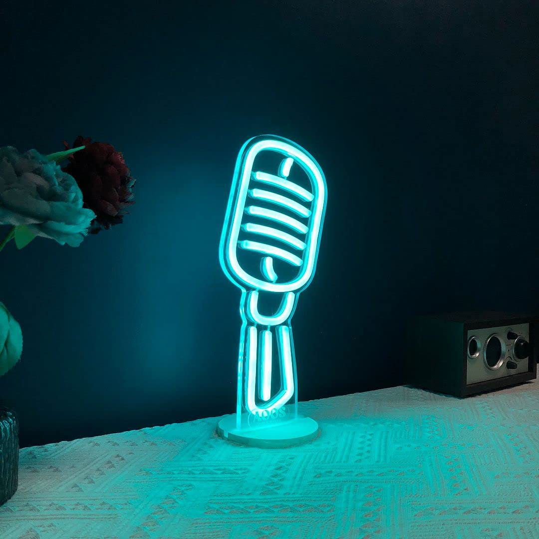 AOOS CUSTOM Microphone 12" LED Novelty Neon Sign | Wayfair