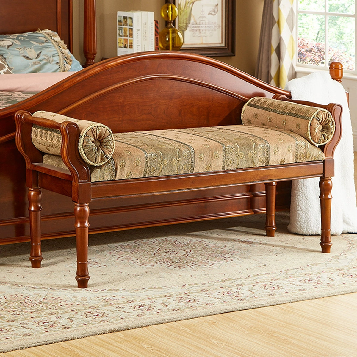 Canora Grey European-Style Bedside Stool Bed Couch, Solid Wood Shoe ...