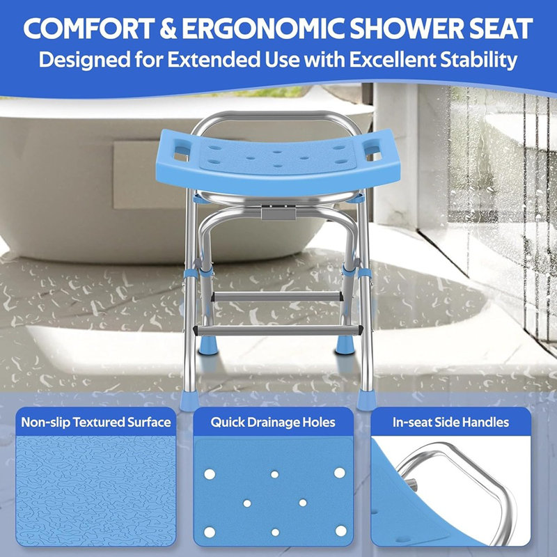 Rebrilliant Folding Shower Seat - Stainless Steel Shower Chair For ...