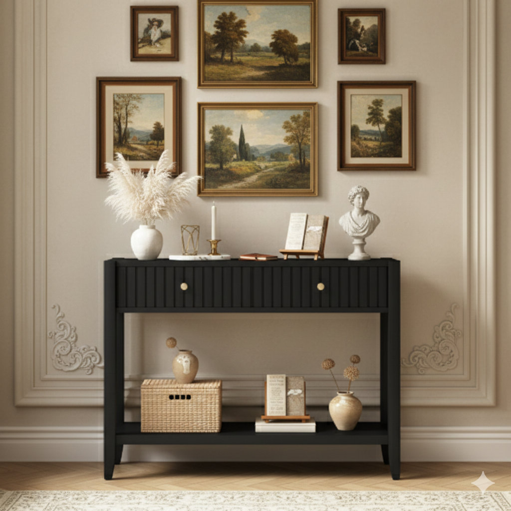 Latitude Run® Console Table With Drawers, Designed As A Narrow Wood ...
