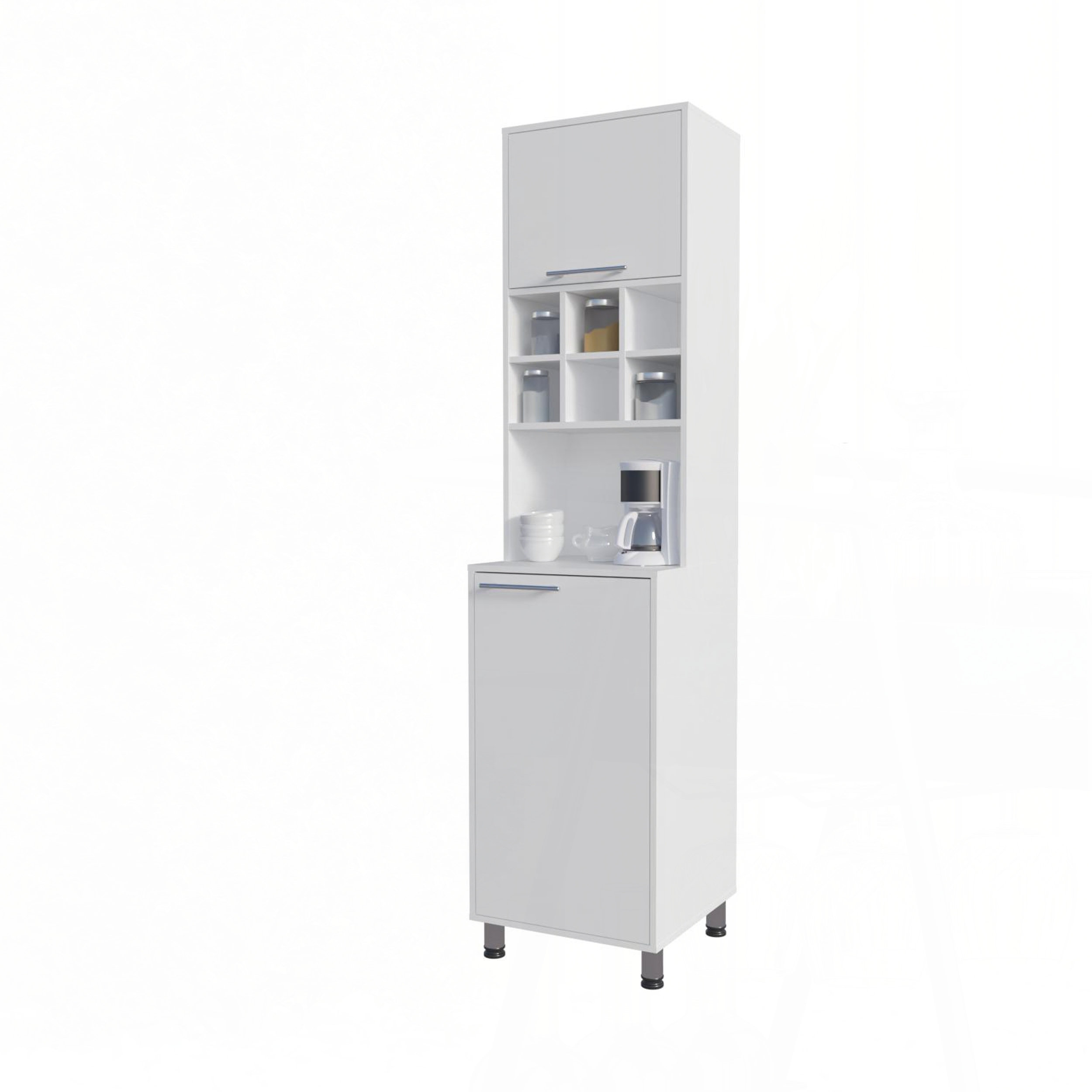 Hokku Designs Rock Kitchen Pantry with Pneumatic Door, Open Storage ...