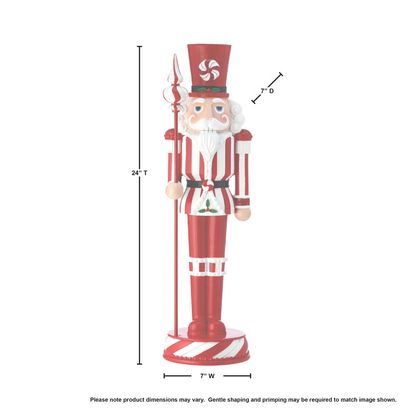 The Holiday Aisle® 24" Resin Peppermint Nutcracker & Reviews | Wayfair