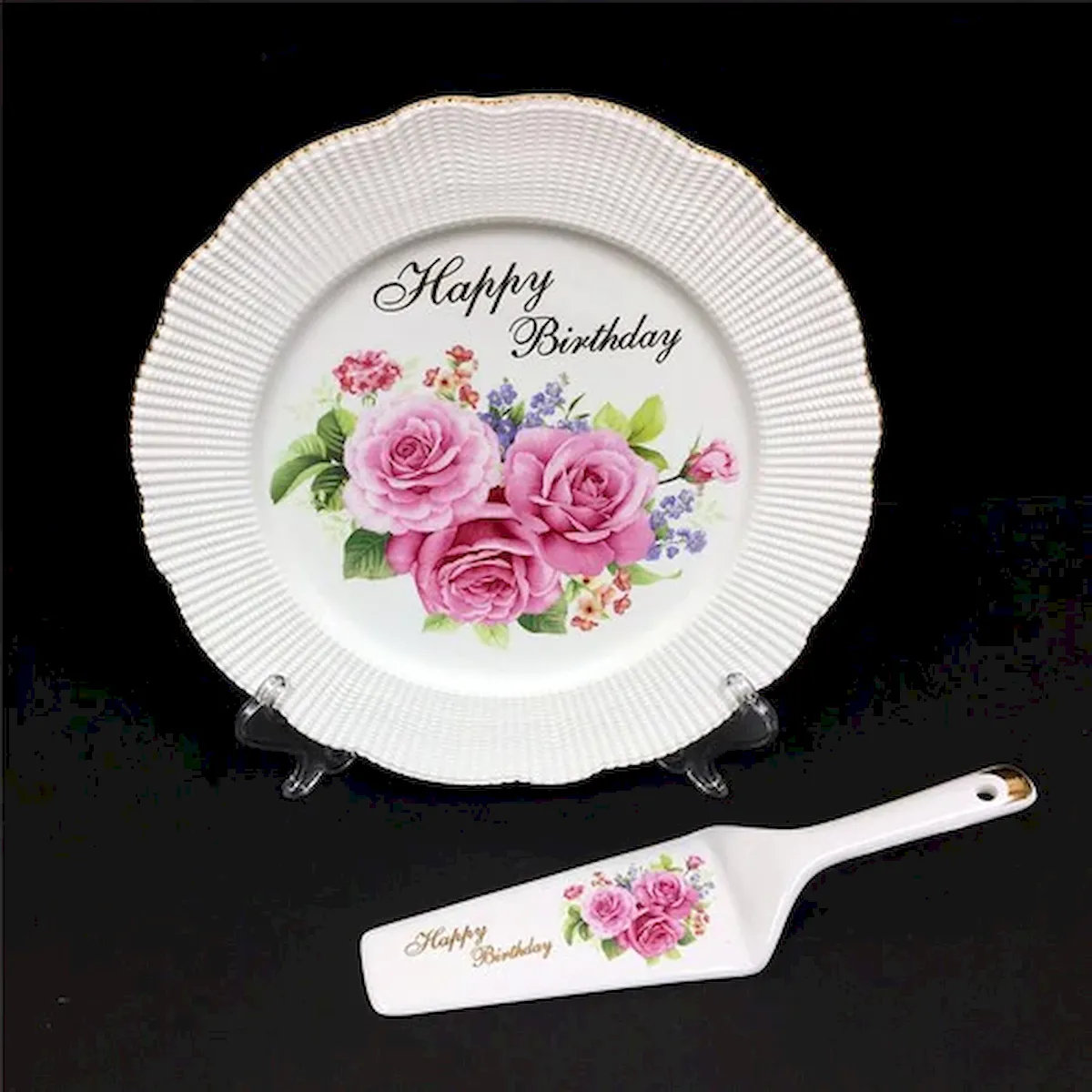 The Party Aisle™ Alejandra Happy Birthday Cake Server And Cake Plate ...