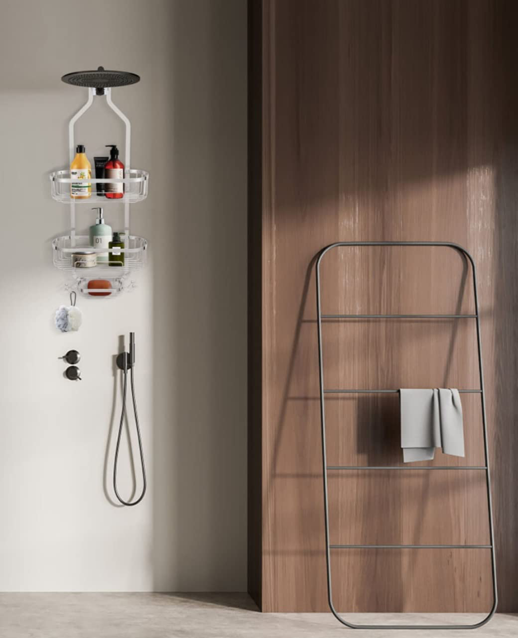 Rebrilliant Bathroom Hanging Shower Organizer, Over Head Shower Caddy ...