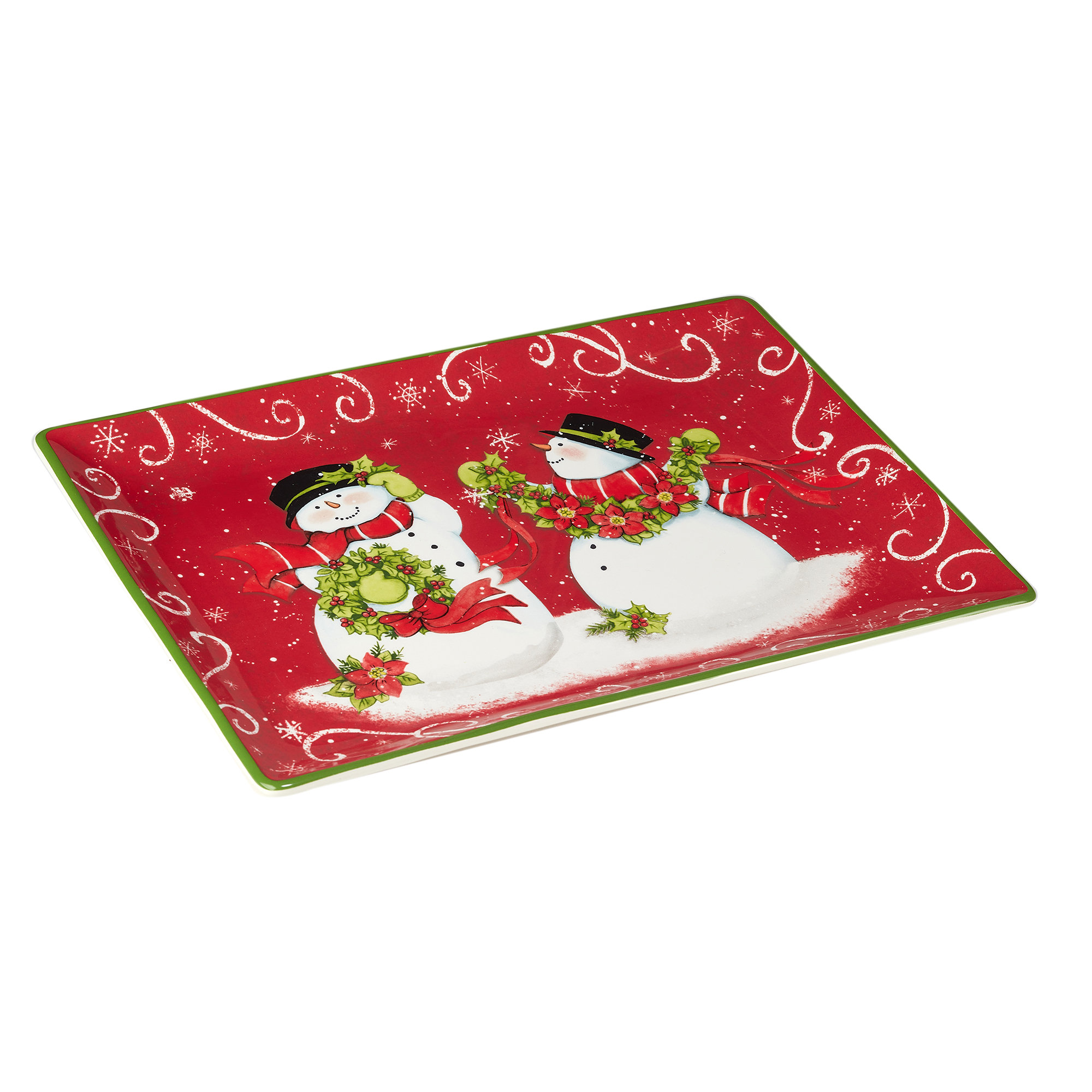 Certified International Holiday Magic Snowman Rectangular Platter 14In ...
