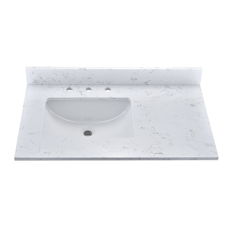 Enyibath 36" Engineered Stone Bathroom Vanity Top With Sink in Left ...