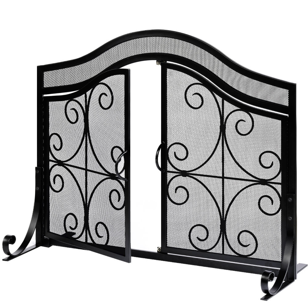Charlton Home® Alboldus Fireplace Screen with Doors Large Flat Guard ...