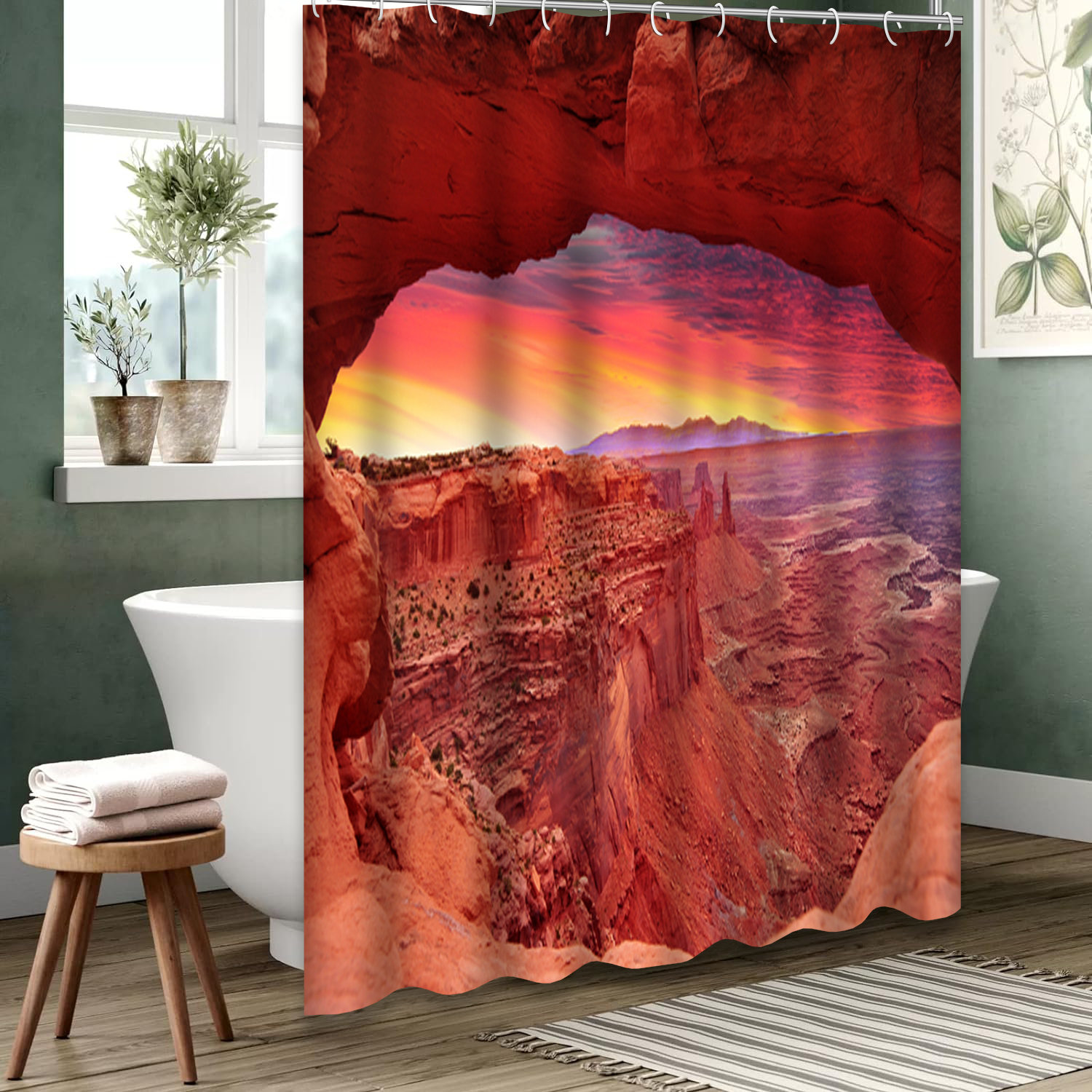 East Urban Home Red Sky Waterproof Shower Curtain,Colorful Sunrise ...