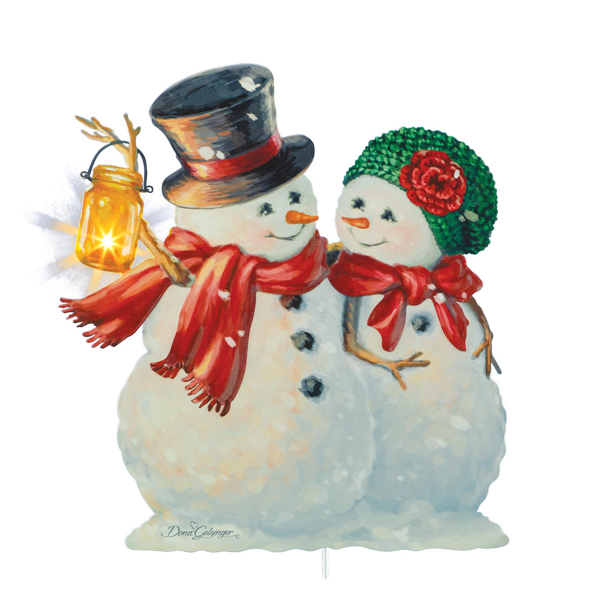 The Holiday Aisle® LED Lighted Festive Snowman Couple Stake Decoration ...