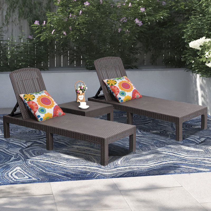 DIMAR GARDEN All Weather Wicker Chaise Lounge Set with Table & Reviews ...