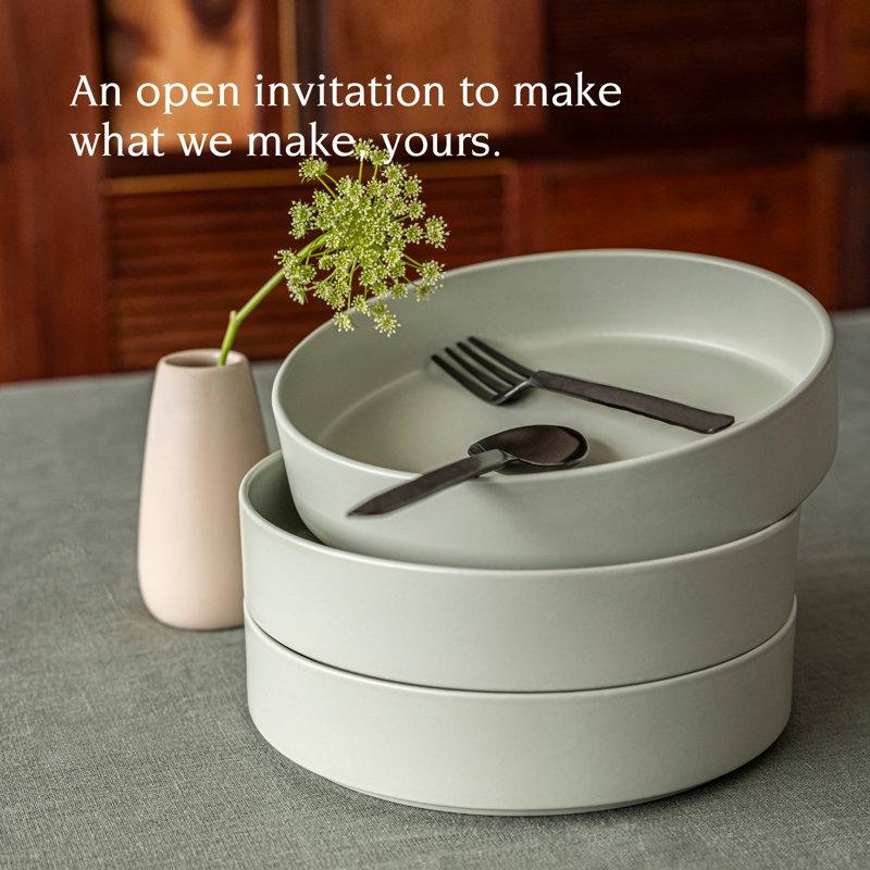 over&back Stackable Semi Hand-Finished Stoneware Dinner Bowls, Set of 4 ...