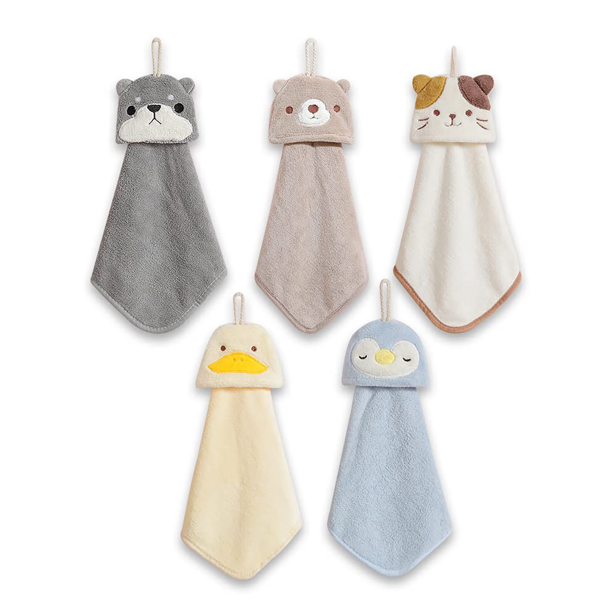 One Allium Way 5 Pack Bath Animal Towels for Kids with Hanging Loop ...