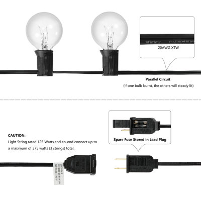 17 Stories Outdoor 25 - Bulb 25'' Plug-in Globe String Light | Wayfair